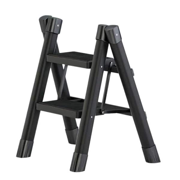 maocao hoom Yellow Reach 3.3 ft. 4 Step Ladder with Handrails, Folding ...