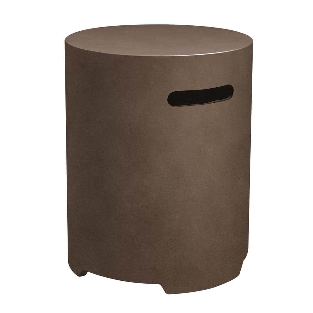 UPHA 20 in. Dark Brown Round Concrete Outdoor Propane Tank Cover Table ...
