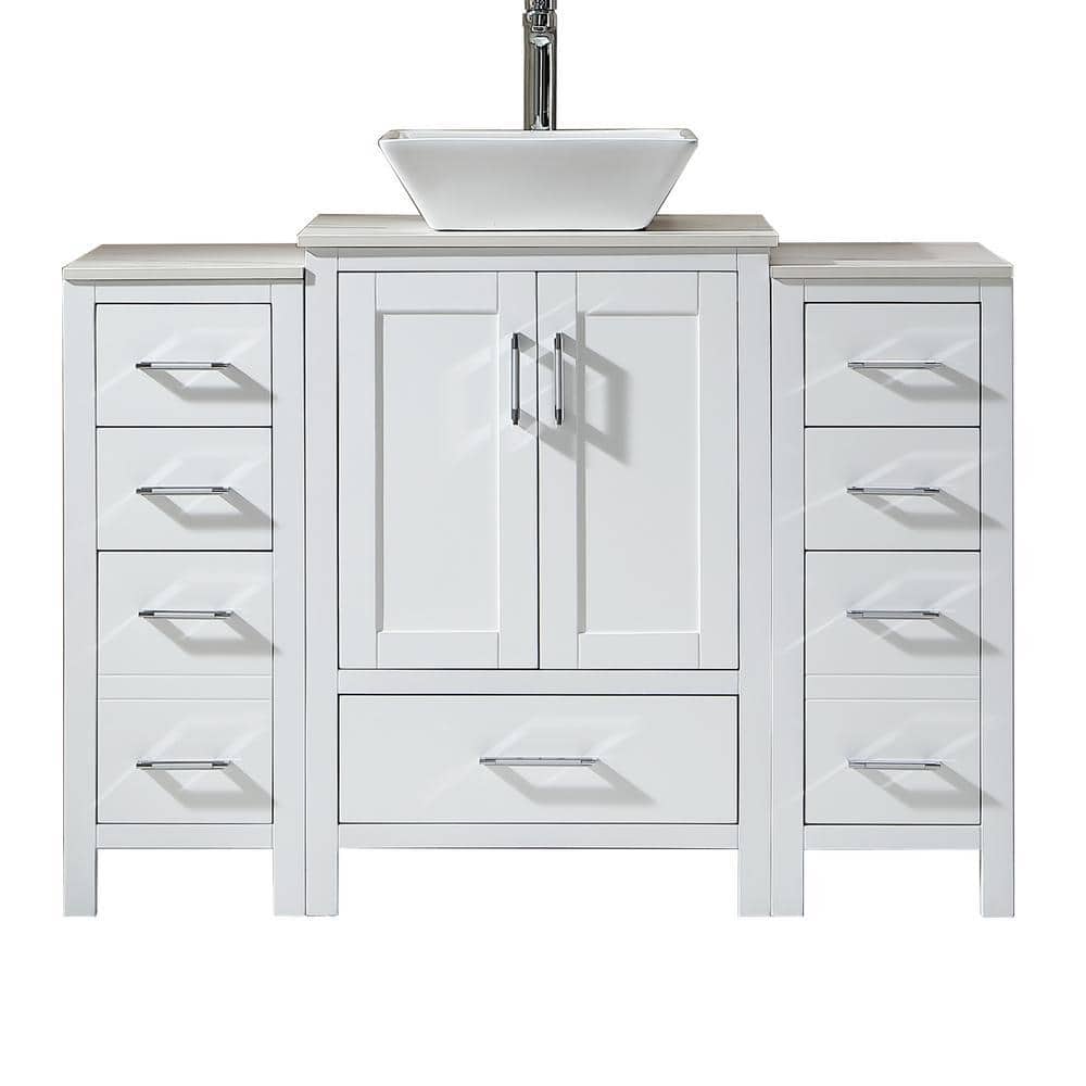 Xspracer Foyil 48 in. W x 22 in. D x 34 in. H Vanity in White with ...