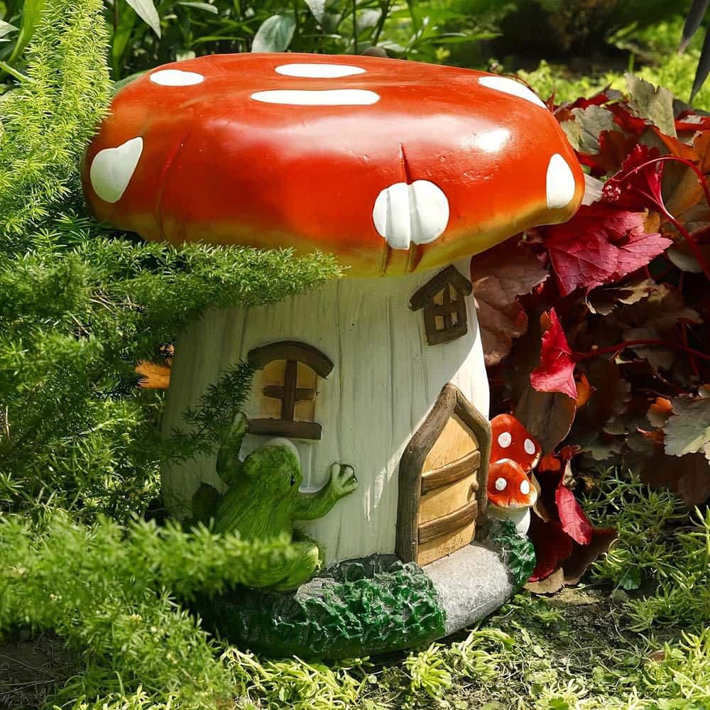 Resin Garden Statue,Mushroom House Decoration Garden Stool,Mushroom ...