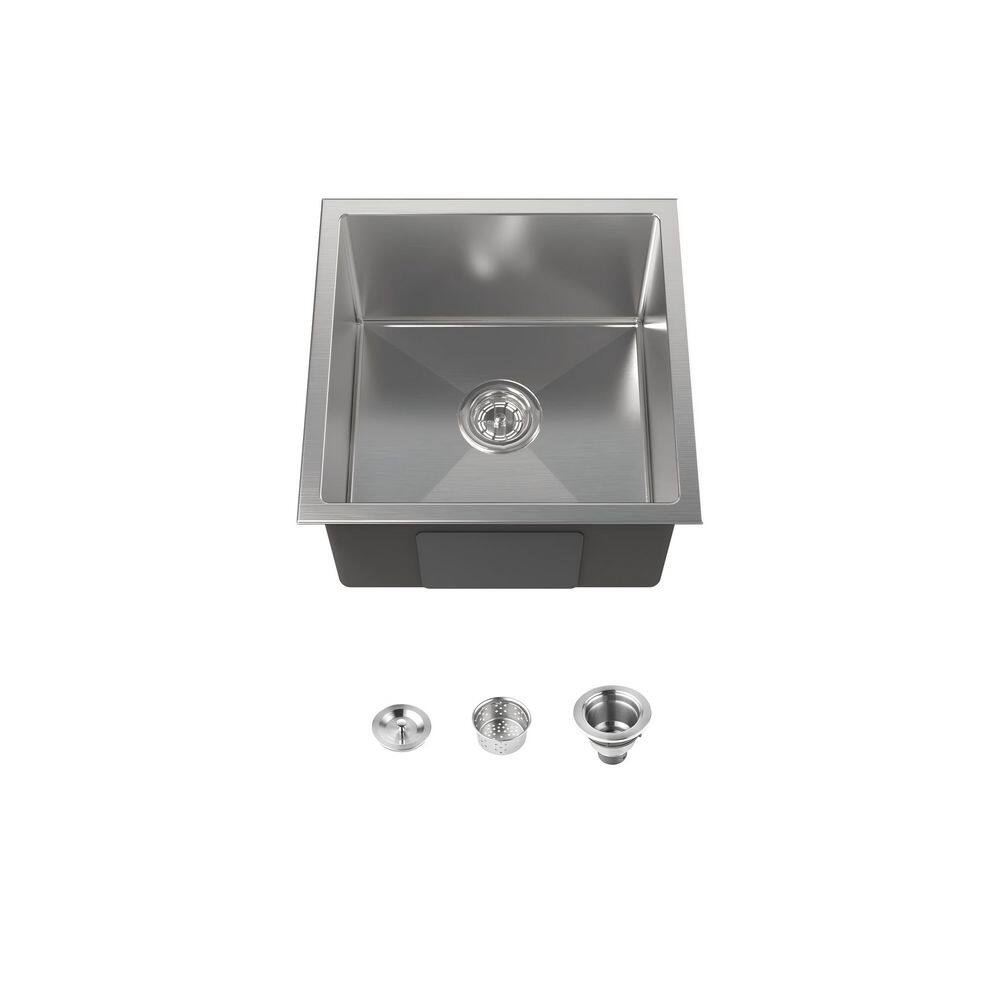 18 in. Undermount Single Bowl 20 Gauge Brushed Nickel Stainless Steel ...