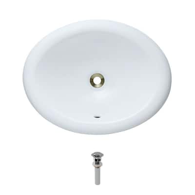 MR Direct Overmount Porcelain Bathroom Sink in White with Pop-Up Drain ...