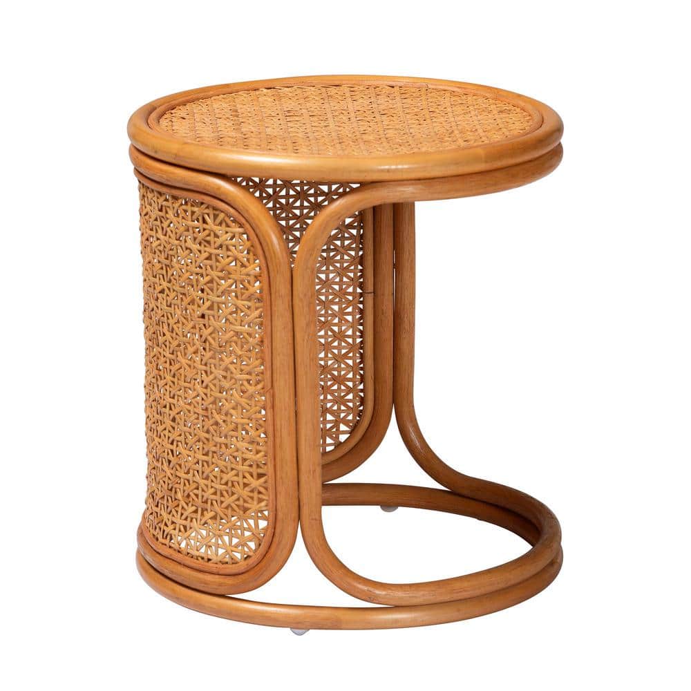 bali & pari Eldon 16.9 in. Light Honey Round Rattan End Table 246-13587 ...