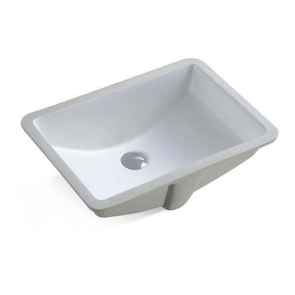 Movisa Rectangular Undermount Bathroom Sink in White MVGSG18 - The Home ...