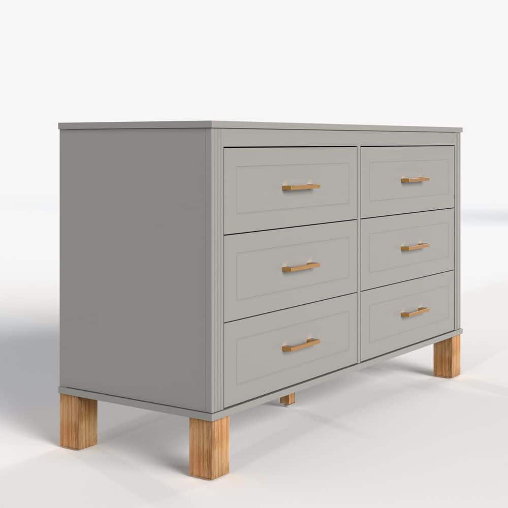 Noble House Lysandria Modern Gray 6-Drawer 47.24 in. W Dresser with ...