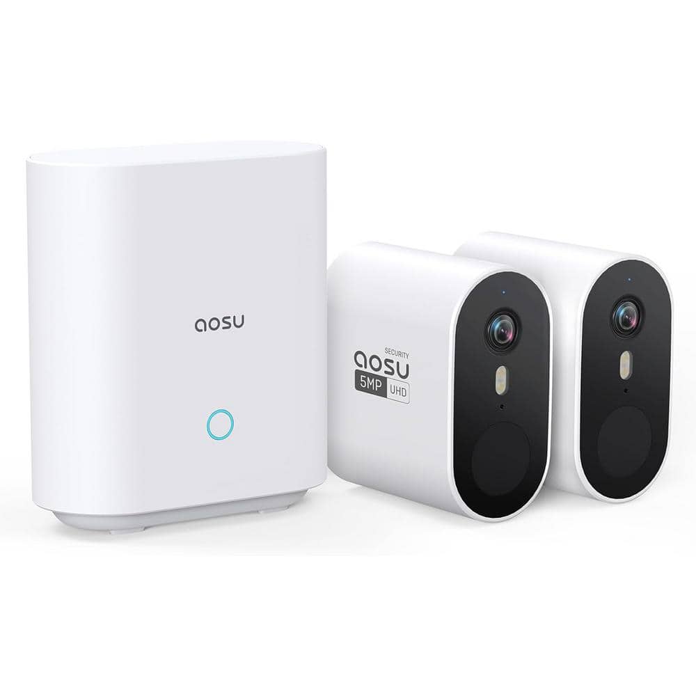 aosu Solar Security Camera Kit-5MP 166° View Angle With 32GB Storage ...
