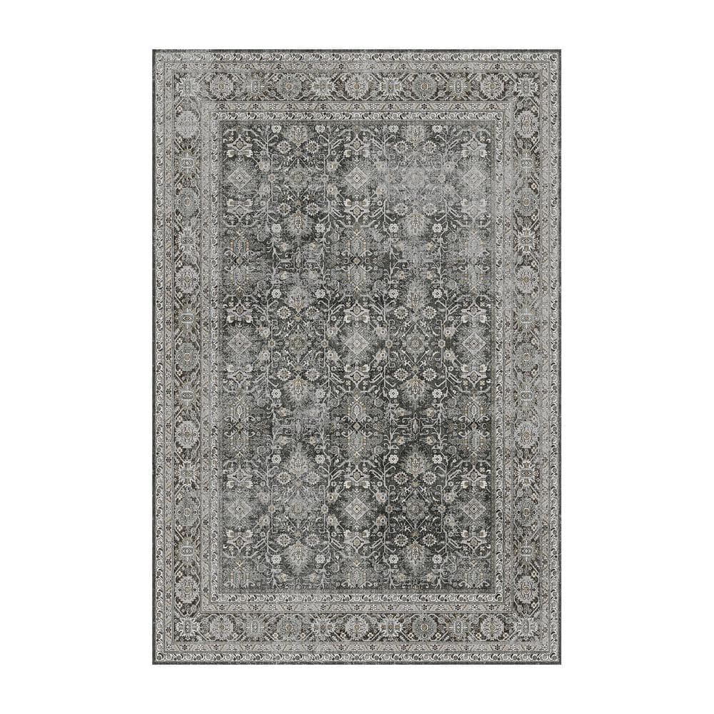 HaiiMeid Kingston Black 2 ft. x 3 ft. Distressed Herati All Over Design ...