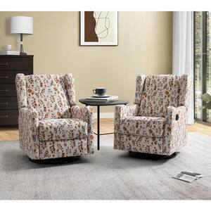 ARTFUL LIVING DESIGN Felipe Multi-Floral Ivory Wing Back Swivel Rocker ...