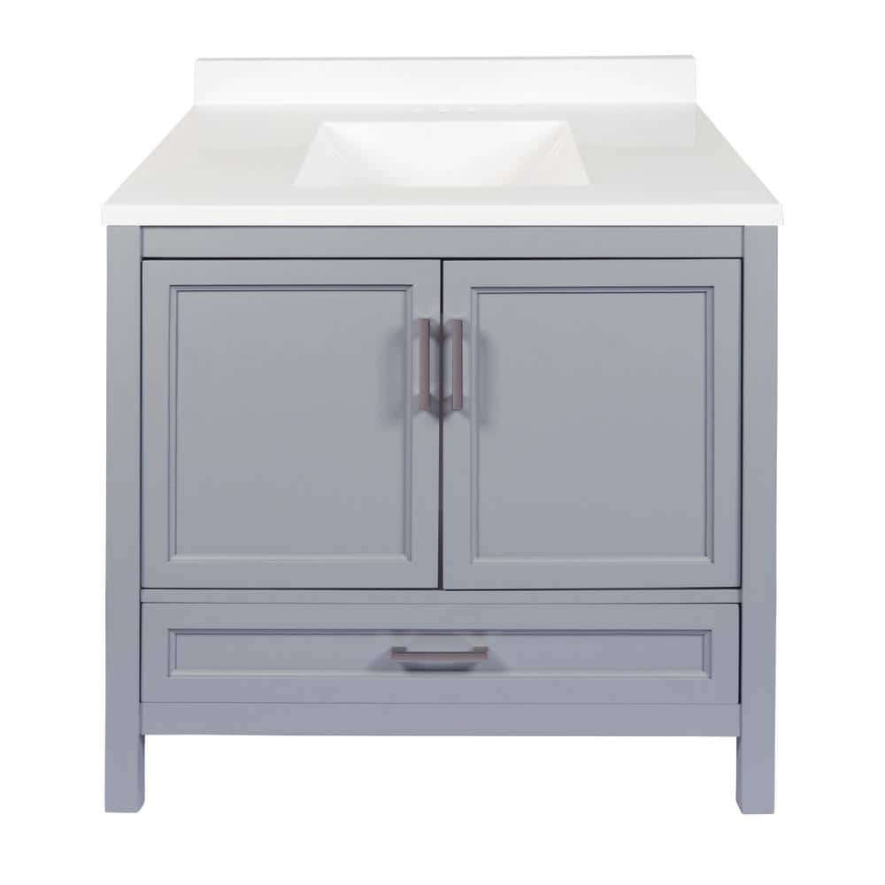 Amluxx Salerno 37 in. W x 22 in. D x 36 in. H Bath Vanity in Grey with ...