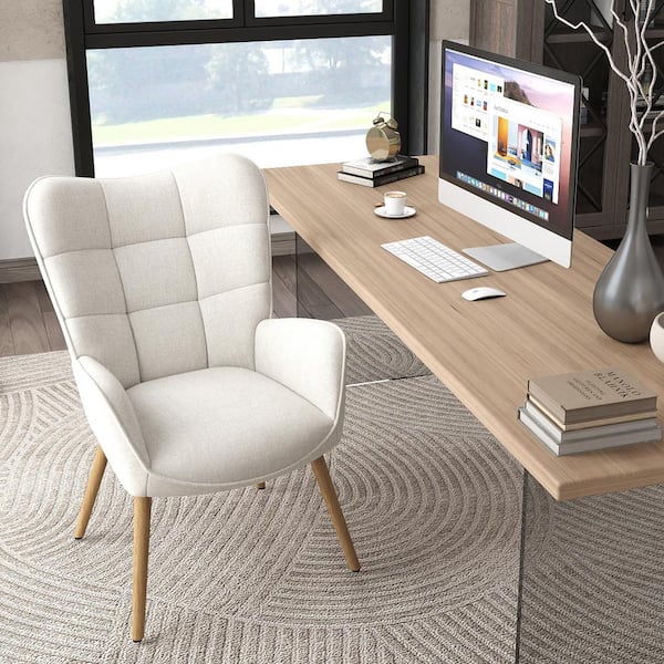 Homy Casa KAN Modern Wingback Office Task Chair with Tufted Back, Soft ...