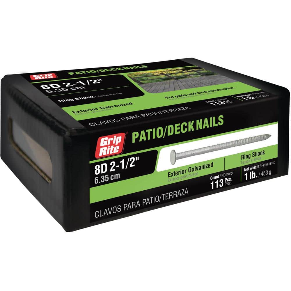 Grip-Rite 2-1/2 in. x 11-Gauge 8-penny Exterior Galvanized Ring Shank ...