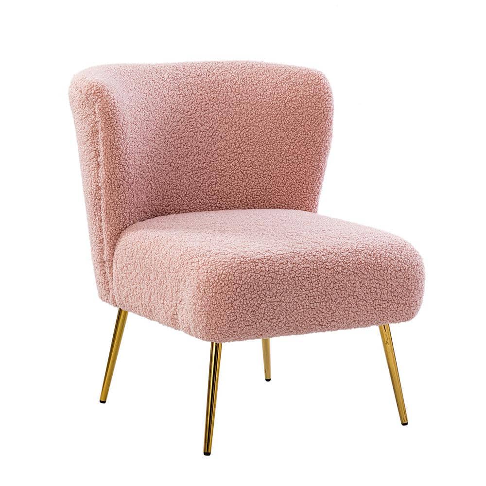 JAYDEN CREATION Gabriel Upholstered Pink Side Chair with Metal Legs ...