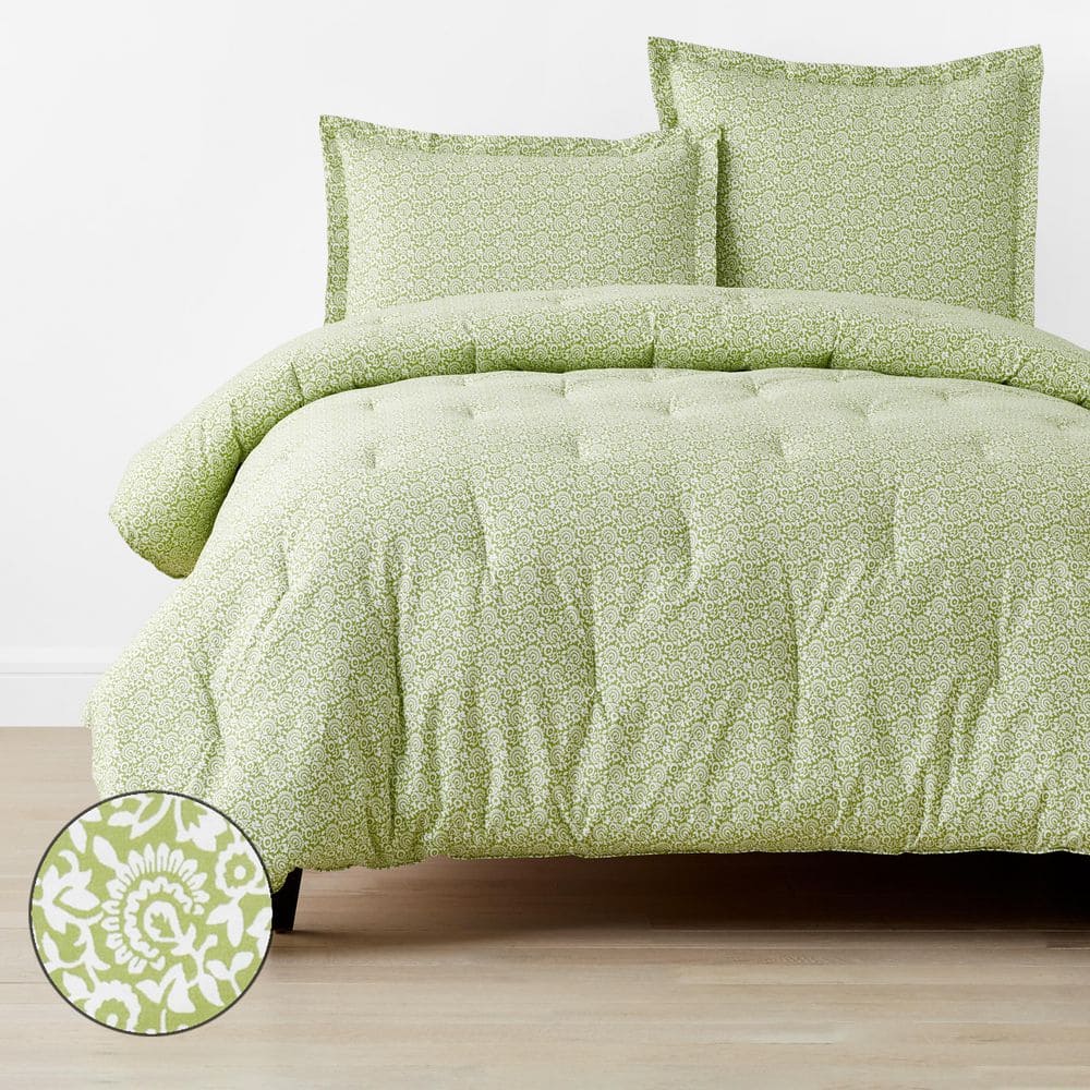 The Company Store Company Cotton Mini Garden Floral Lime Green Full ...