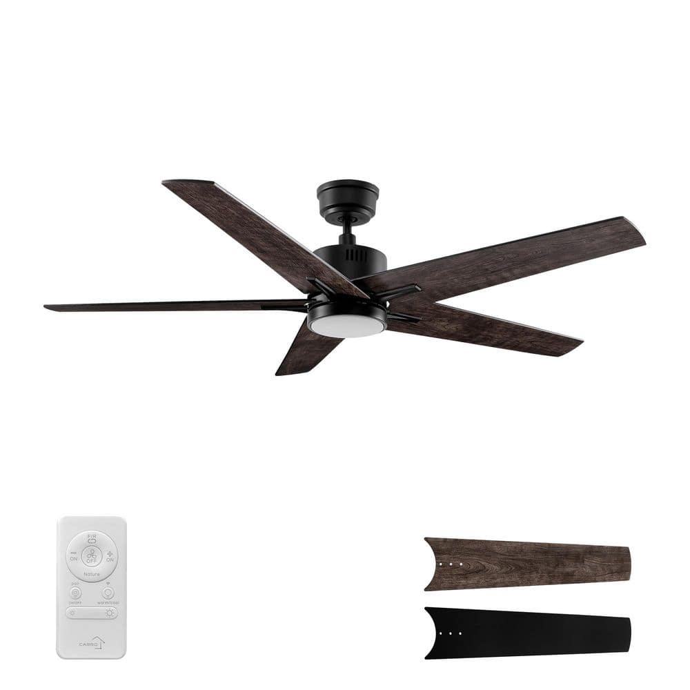 CARRO Coro 52 in. Dimmable LED Indoor Black DC Motor Smart Ceiling Fan ...