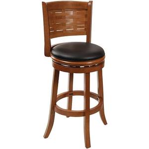 Benjara 38.5 in. Black and Brown Low Back Wooden Frame Bar Stool with ...