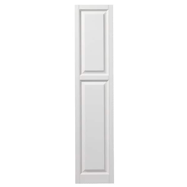 Ply Gem 15 in. x 67 in. Cottage Style Raised Panel Polypropylene Shutters Pair in White ...