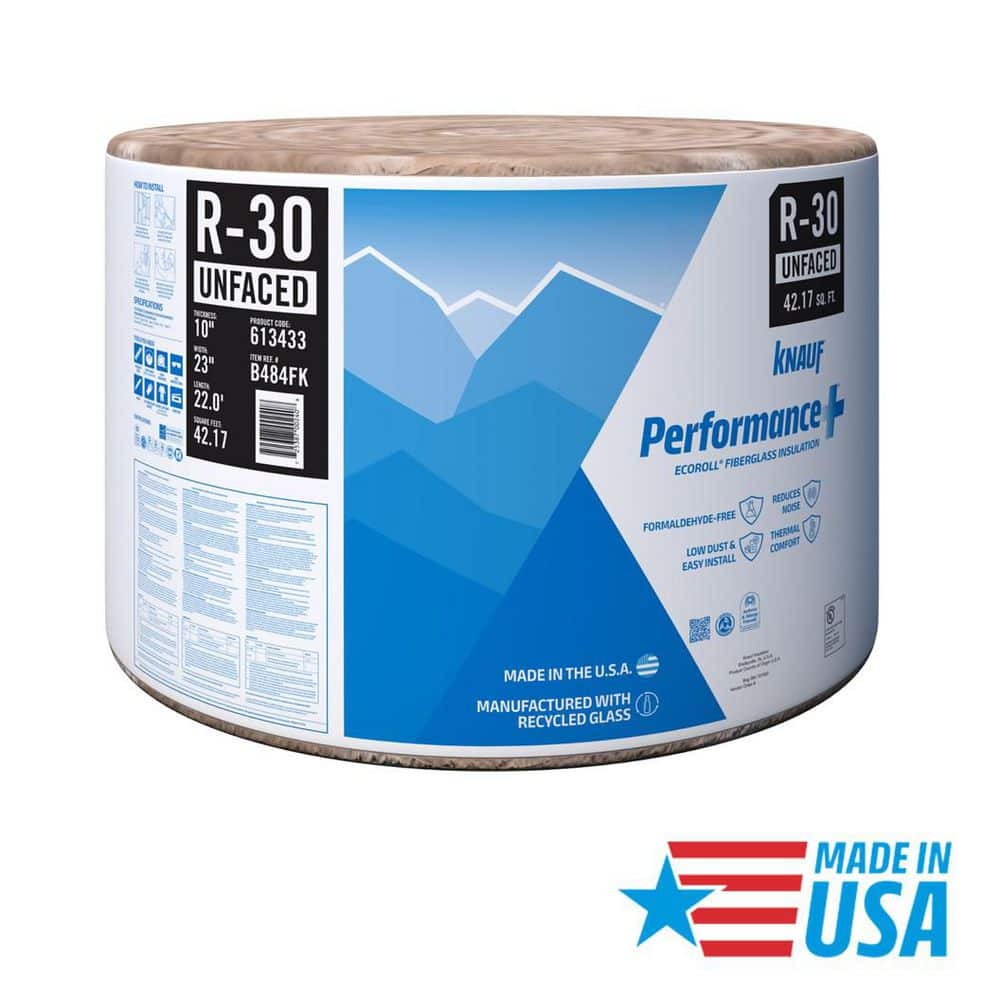 Knauf Insulation R30 Unfaced 23 in. x 22 ft. Fiberglass Insulation Roll ...
