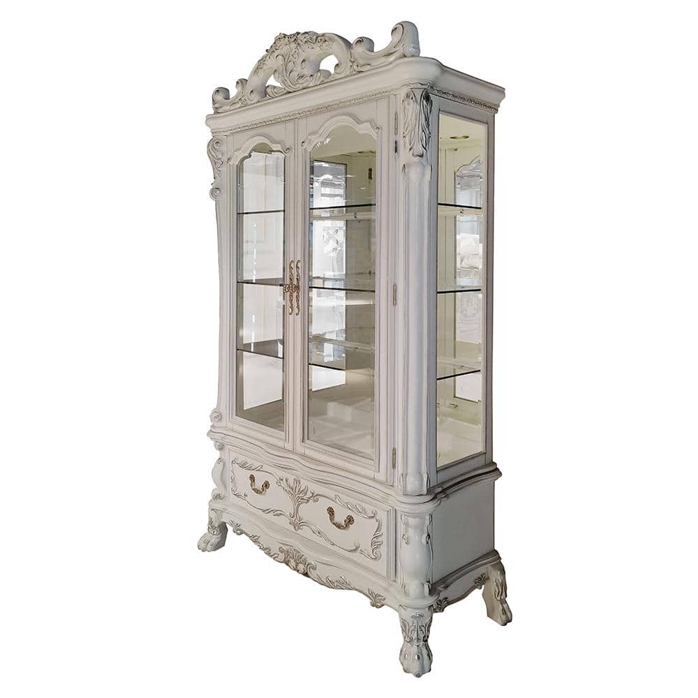 Acme furniture Bone White Finish Curio Cabinet DN01702 - The Home Depot