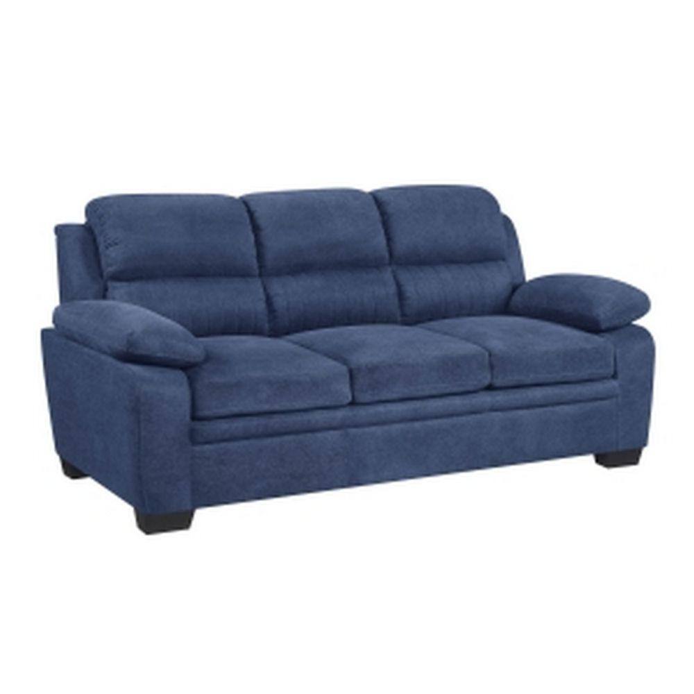 Benjara 80 in. Straight Arm Polyester Rectangle Channel Tufted Sofa in ...