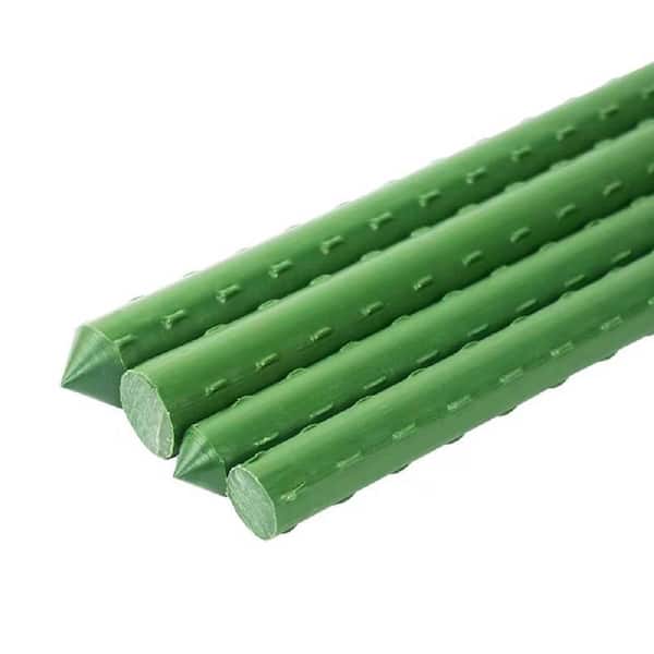 2/5 in. Dia x 35 in. H, Plastic Coated Plant Stakes Green Garden Stakes ...