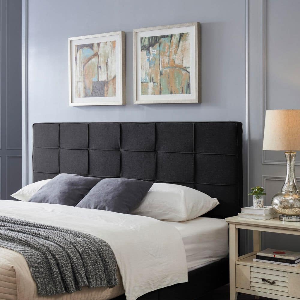 Harper & Bright Designs Black California King Size Square Stitched ...