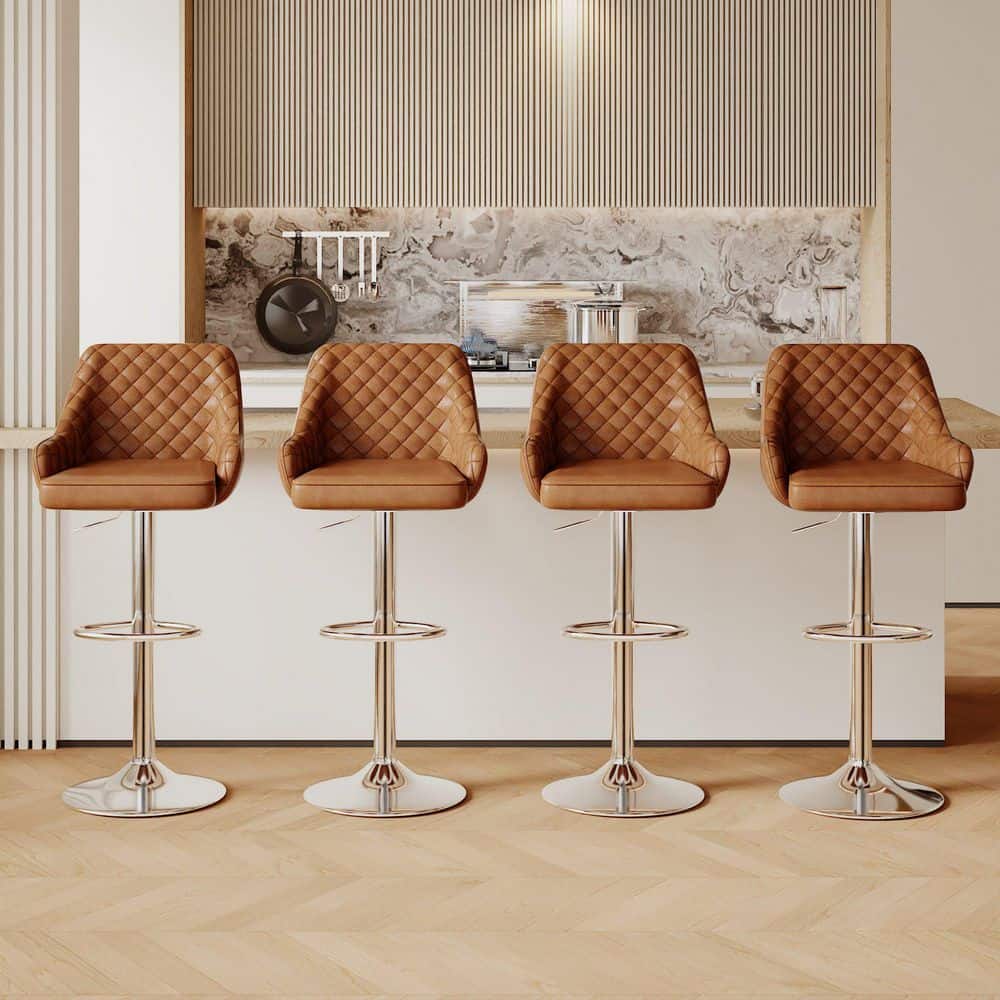 VECELO 37.4 Bar Stools (Set of 4) with Back, Adjustable Counter Height ...