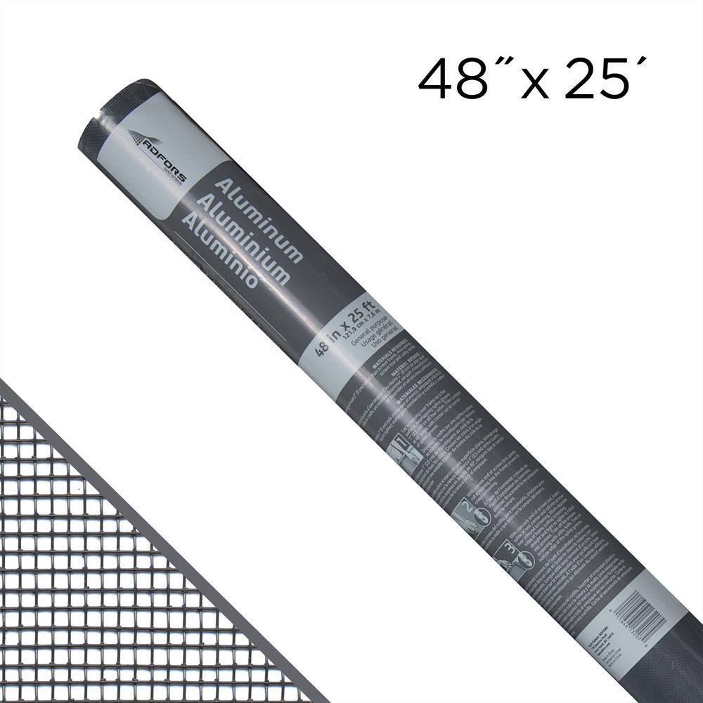 Saint-Gobain ADFORS 48 in. x 25 ft. Charcoal Aluminum Screen Roll for ...