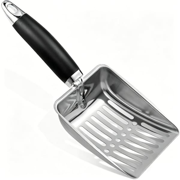 Primehome Stainless Steel Cat Litter Scoop with Rubber Grip - 10-Inch ...