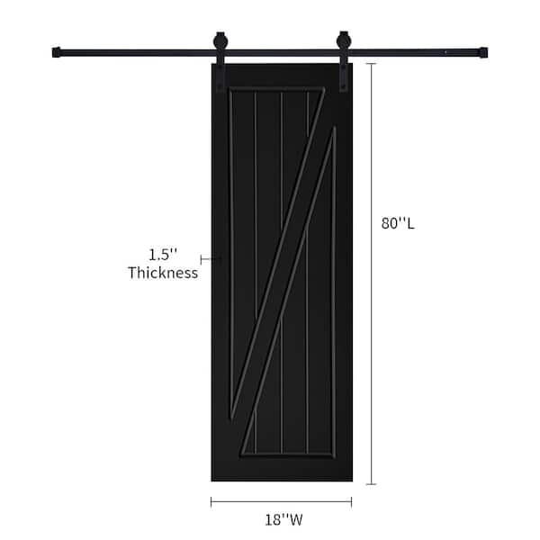AIOPOP HOME Modern Z Frame 21 in. x 80 in. MDF Black Barn Sliding Door ...