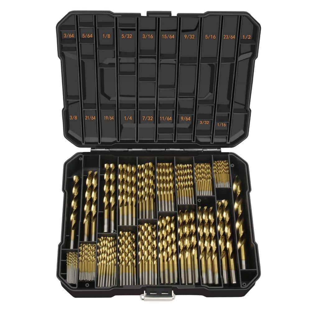 Angel Sar 230-Piece Titanium Drill Bit Kit Set from 3/64 in. up to 1/2 ...