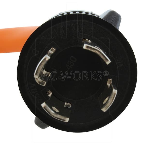 AC WORKS 1.5 ft. Welder Adaper Generator L14-30 Plug (4-Prong 30 Amp) to NEMA 6-50R 50 Amp 250 ...