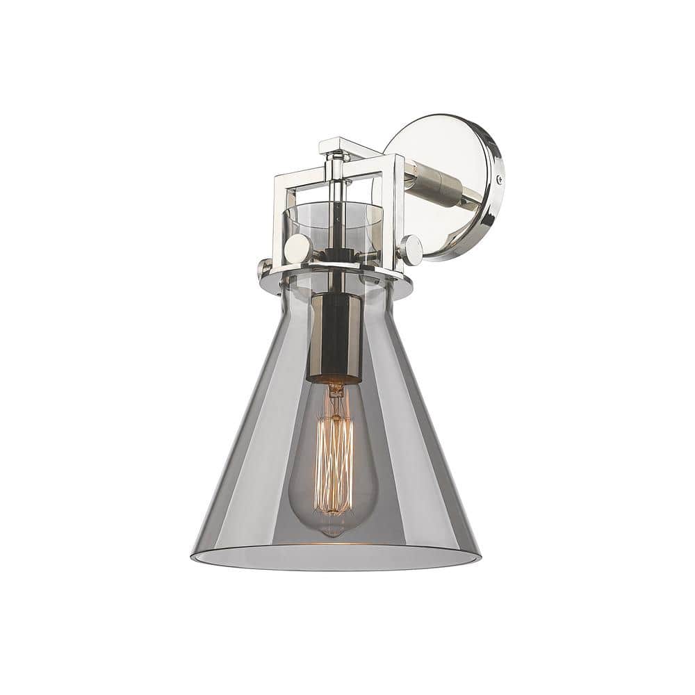 Innovations Newton Cone 1-Light Polished Nickel Wall Sconce with Glass ...