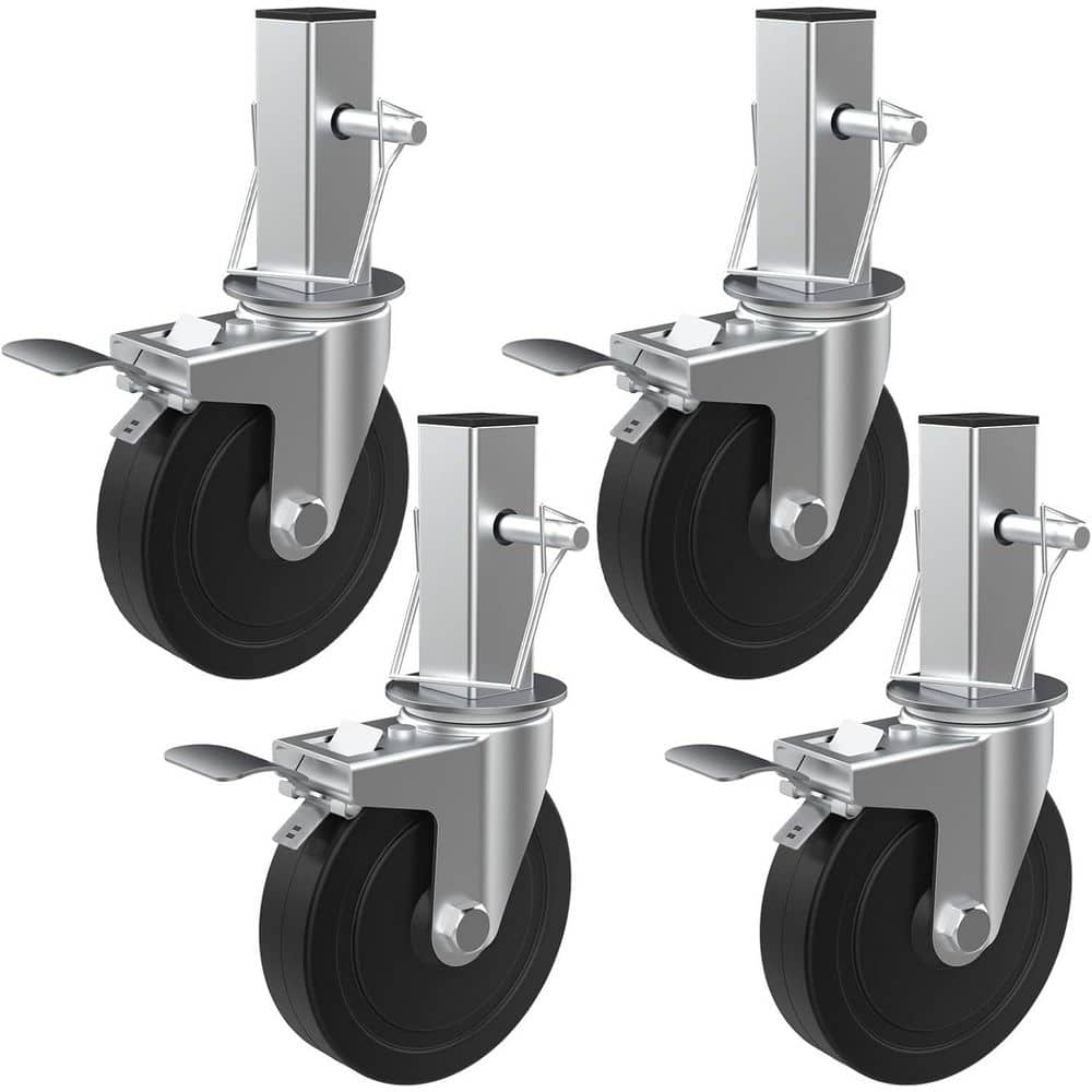 KIWDZFU 4 Pack Heavy Duty 5 Inch Rubber Scaffolding Casters with Dual ...
