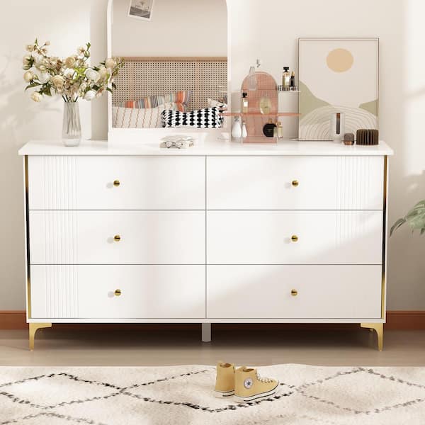 White dresser with wood accents store