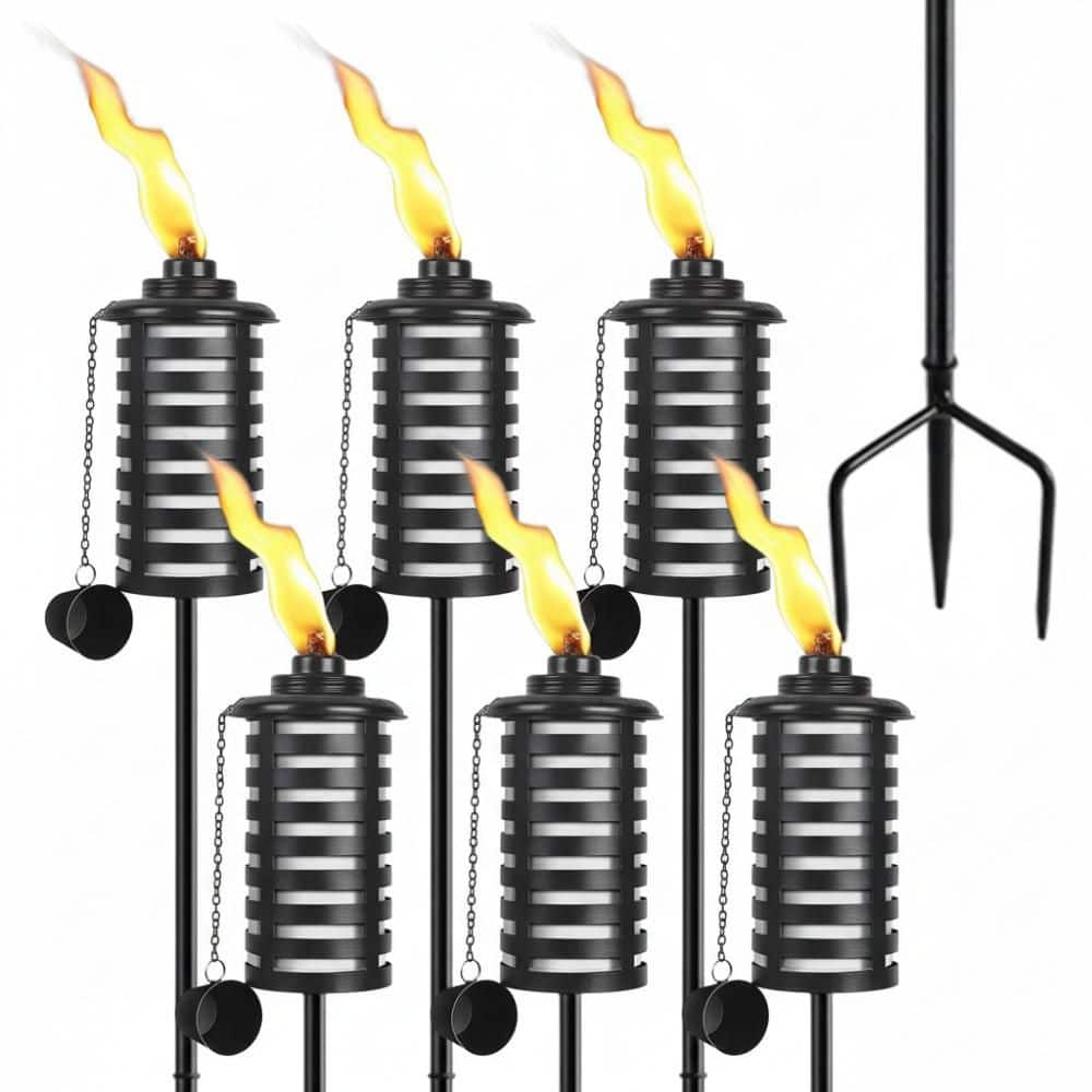 Citronella Torches for Outside Set of 6, White 16 Oz Outdoor Garden ...