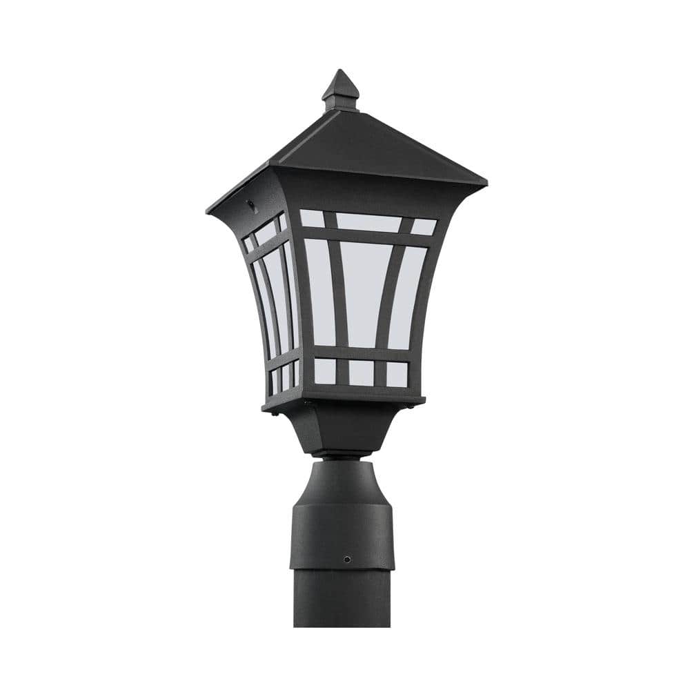 Generation Lighting Herrington 1-Light Outdoor Black Lamp Post Light ...