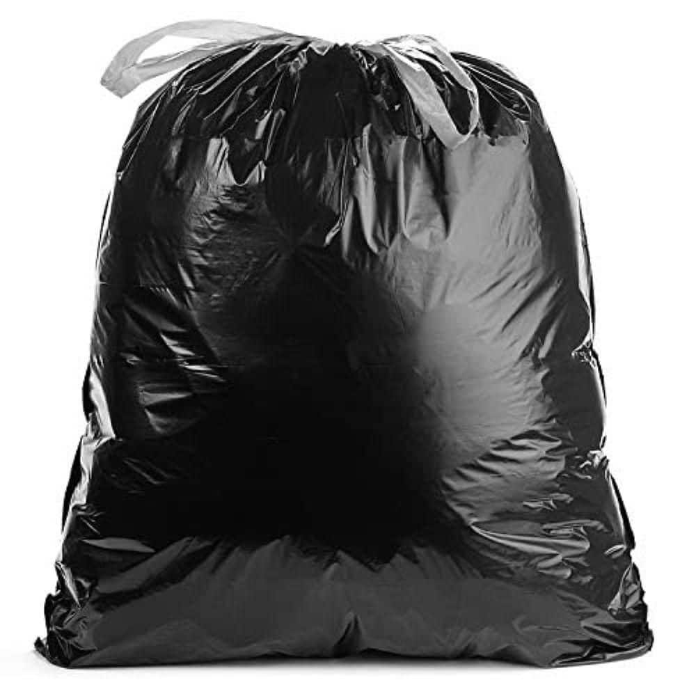 Aluf Plastics 39 Gallon 1.1 MIL Black Drawstring Trash Bags - 33 in. x ...