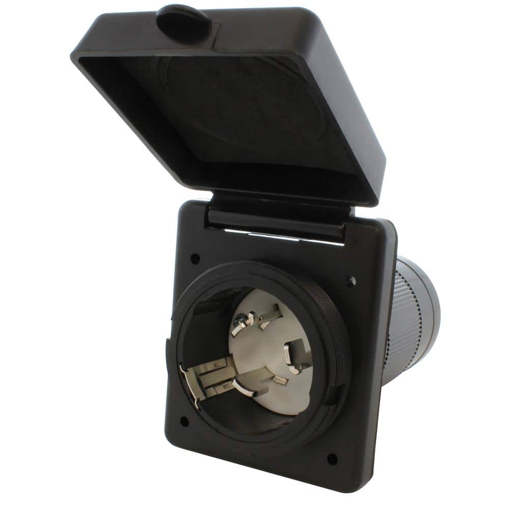 AC WORKS 50 Amp Locking 4-Wire SS2-50 RV/Marine Inlet in Black with ...