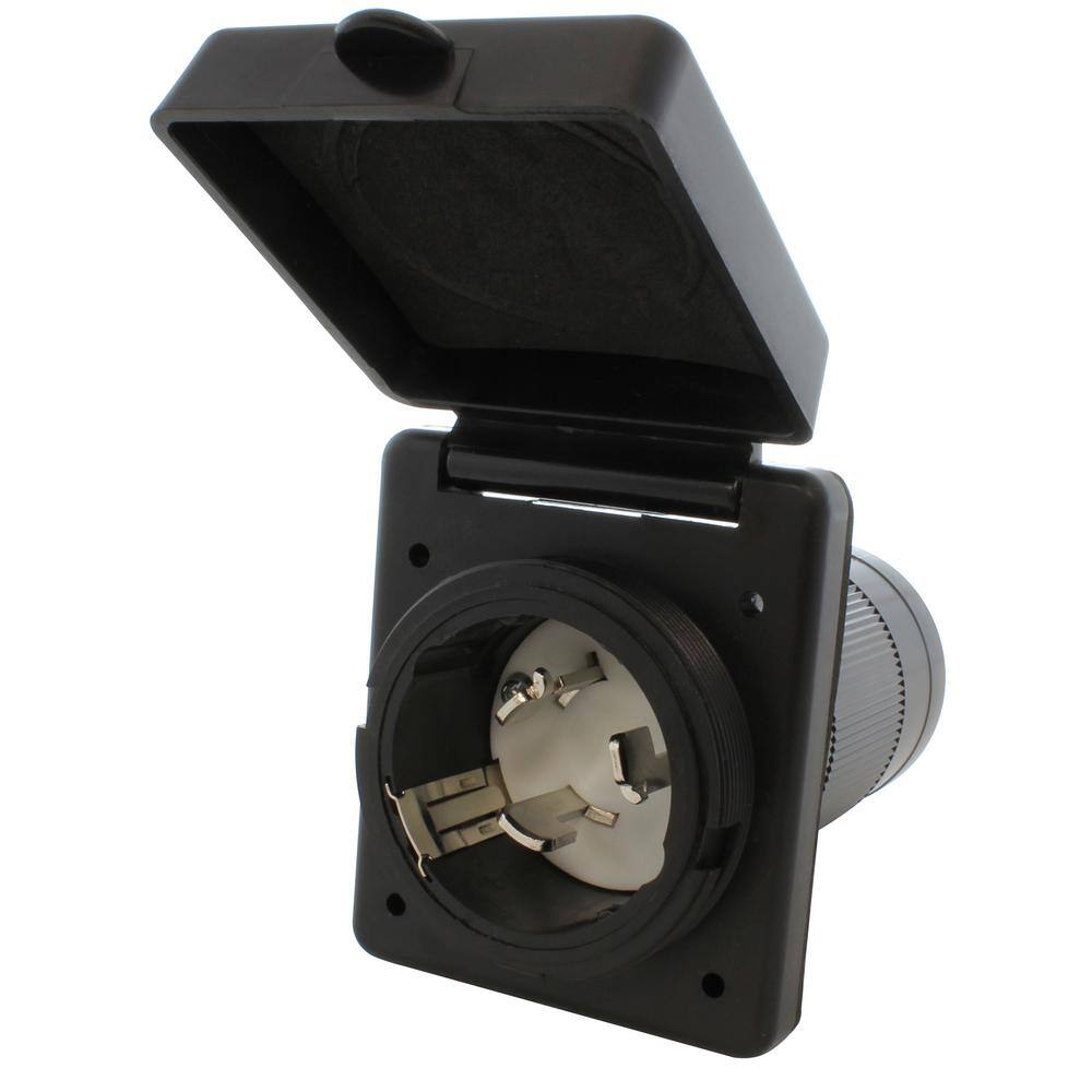 AC WORKS 50 Amp Locking 4-Wire SS2-50 RV/Marine Inlet in Black with ...