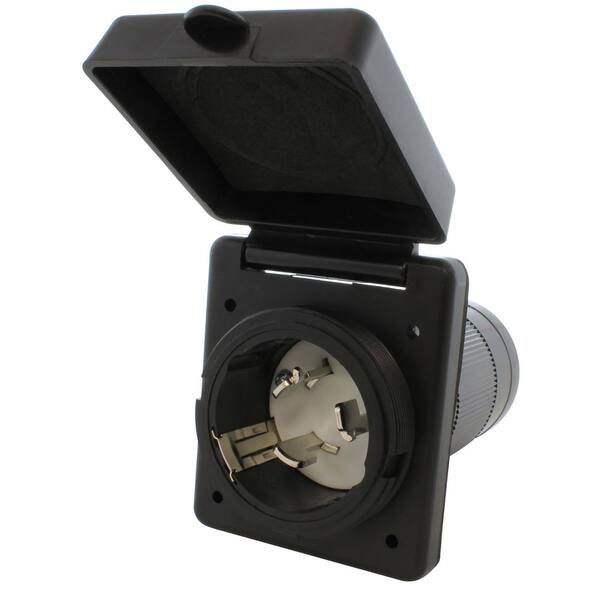 AC WORKS 50 Amp Locking 4-Wire SS2-50 RV/Marine Inlet in Black with ...