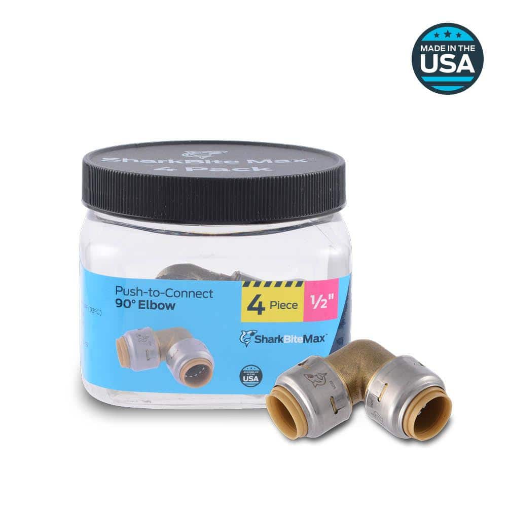 SharkBite Max 1/2 in. Brass Push-to-Connect 90-Degree Elbow Fitting Pro ...