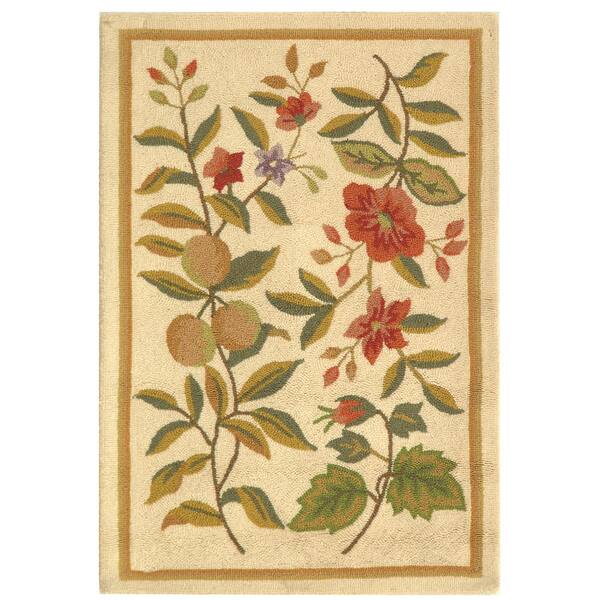 SAFAVIEH Chelsea Ivory 2 ft. x 3 ft. Solid Border Floral Area Rug ...