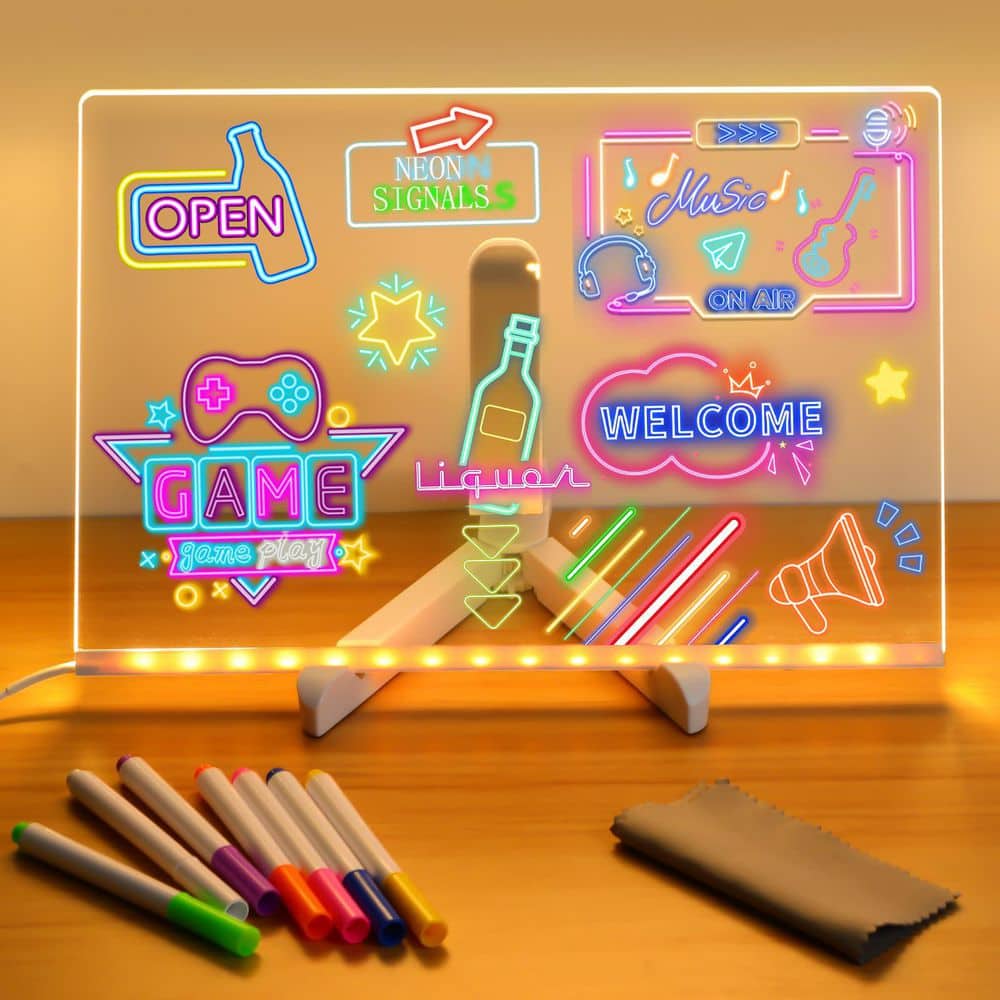 LED Note Board with Colors, Light Up Acrylic Message Board, Glowing Dry ...