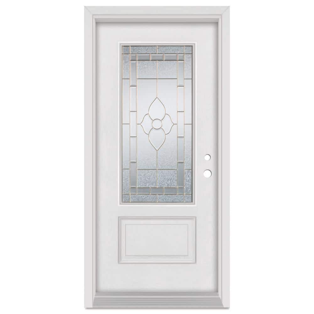Stanley Doors 36 in. x 80 in. Traditional Left-Hand Brass Finished ...