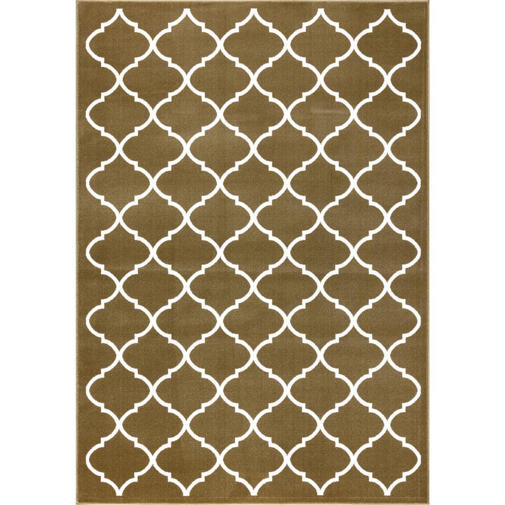 SUSSEXHOME Area Rugs Modern Desing for Living Room 4 x 6 Beige/White ...