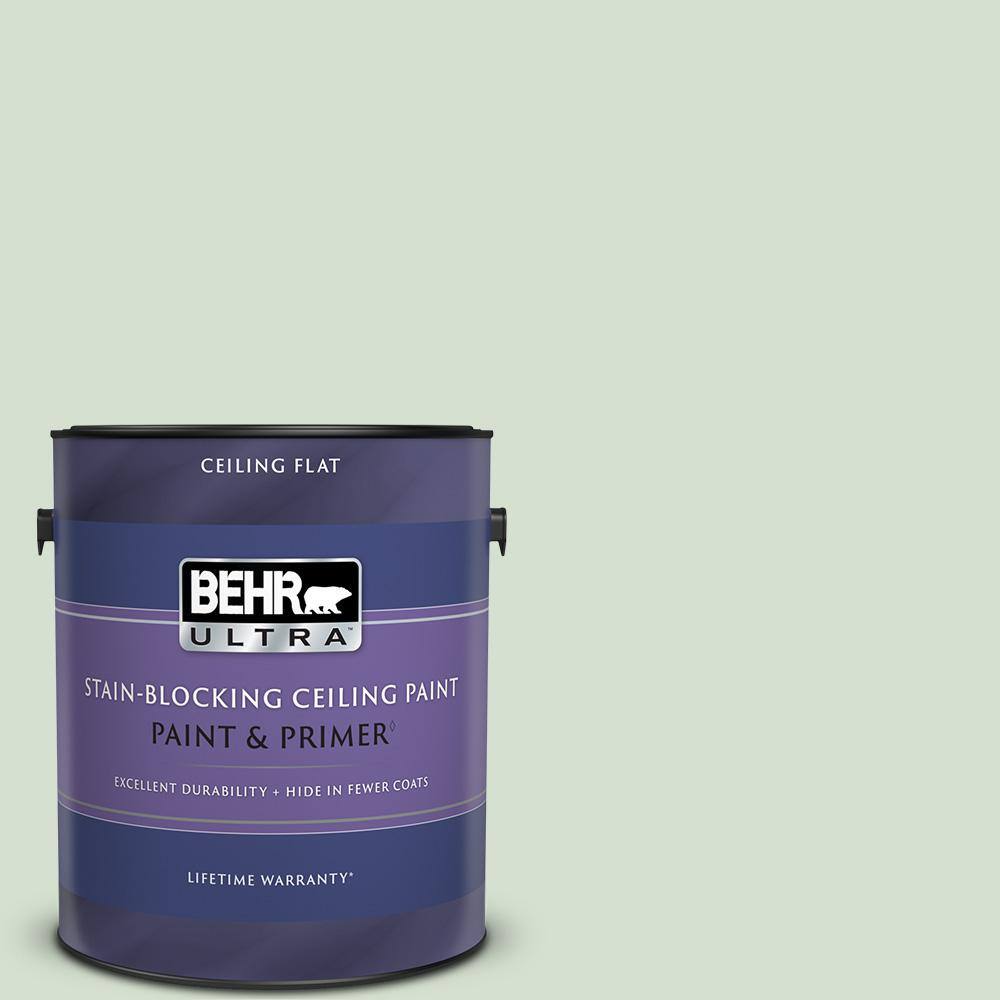 BEHR ULTRA 1 gal. #S400-2 Comforting Green Ceiling Flat Interior Paint ...