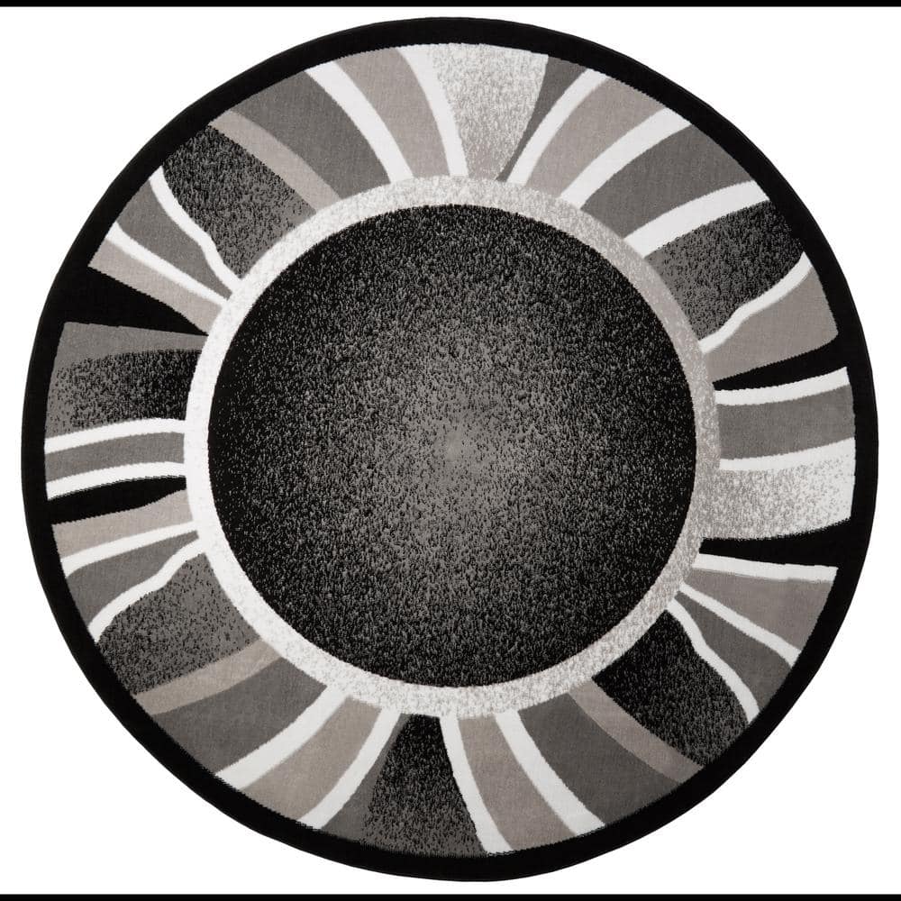 Home Dynamix Premium Rizzy Black/Grey 8 ft. Border Round Area Rug 8R ...