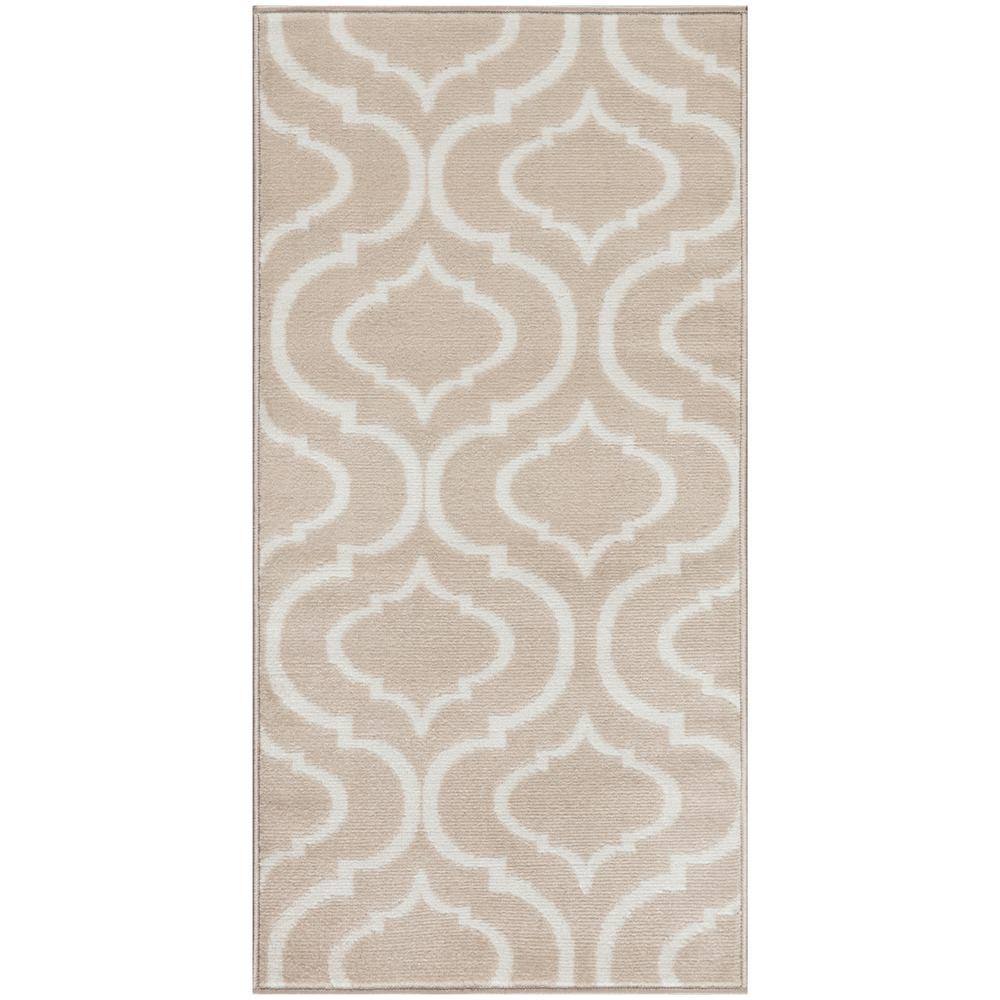 Nourison Home Jubilant Beige 2 ft. x 4 ft. Trellis Transitional Area ...