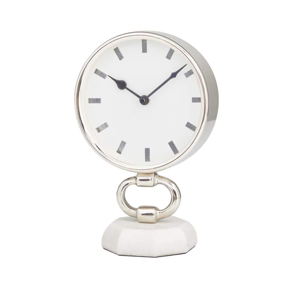 Litton Lane 6 in. x 10 in. Silver Stainless Steel Analog Clock with ...