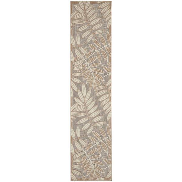 Nourison Aloha Natural 2 ft. x 10 ft. Kitchen Runner Floral Modern ...
